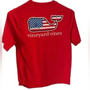 Vineyard Vines | Shirts & Tops | Vineyard Vines Red Tee With Flag Whale ...